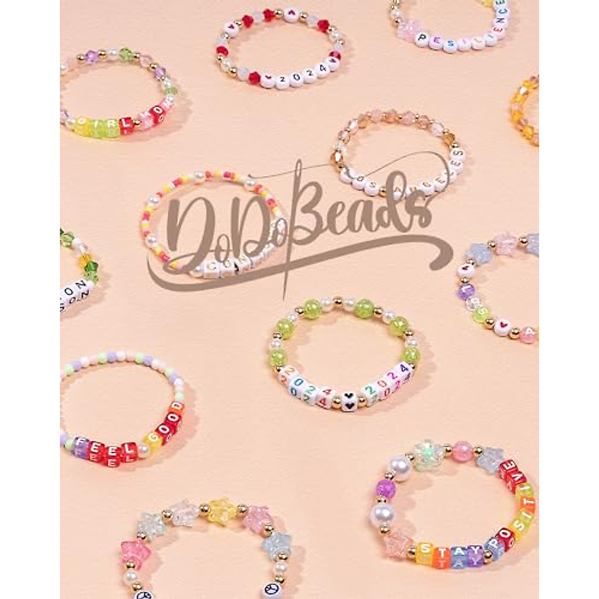 DoDoBeads 1650 Pcs Letter Beads with Extra Vowels and Number Beads- Letter Beads for Bracelet- Bracelet Letter Beads- Letter Beads for Friendship Bracelets