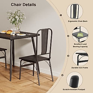 Gizoon 30" Dining Table Set for 2, 3-Piece Romantic Kitchen Table and Chairs with 1.2" Thick Board for Home, Apt, Balcony, Space-Saving, Heavy-Duty, Black