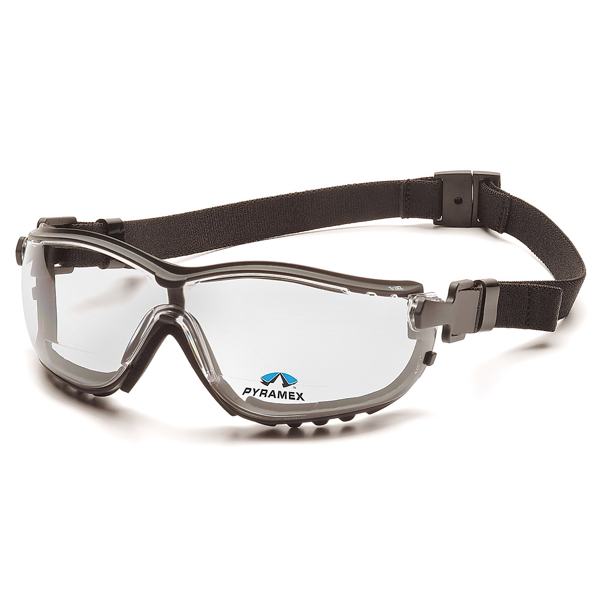 Pyramex Safety V2G Readers Eyewear, Black Strap/Temples, Clear +2.5 Anti-Fog Lens, Black Frame/Clear Anti-fog +2.5 Lens