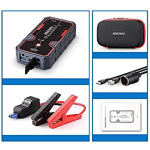 XNEMU Car Jump Starter, 2000A Peak 20000mAh (Up to 8.0L Gas or 6.5L Diesel Engine) 12V Auto Booster Battery Pack Jump Box with Quick Charger Smart Jump Cables