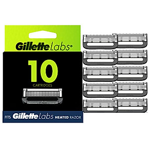 Gillette Mens Razor Blade Refills with Exfoliating Bar by GilletteLabs, Compatible Only with GilletteLabs Razors with Exfoliating Bar and Heated Razor, 10 Razor Blade Cartridges