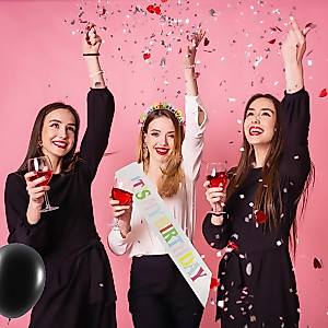 IT'S MY BIRTHDAY Satin Sash and Crown Tiara for Women, Rainbow Headband Party Decorations for 16, 18, 21, 30, 40, 50 or Any Other Age