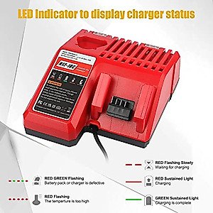 CEENR 2Pack 6500mAh 18V Battery and Charger Replacement for Milwaukee M 18 18 Volt Li-ion Compatible with Milwaukee Baterias Charger Combo 48-11-1840, 48-11-1811, 48-11-1820, 48-11-1822, 48-11-1828