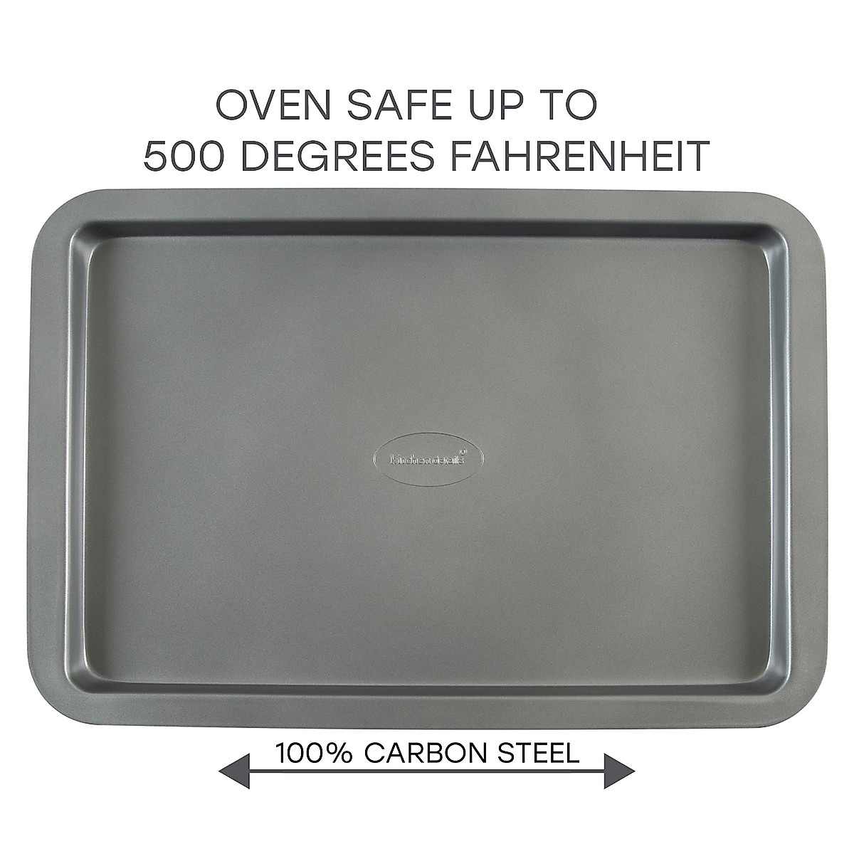 Kitchen Details Medium Nonstick Baking Sheet | Creates Even Heating and Browning | Durable | Easy to Clean | Oven Safe up to 500 Degrees | Bakeware | Grey