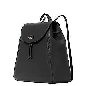 KATE SPADE LEILA LARGE FLAP BACKPACK TOTE BAG BLACK PEBBLED LEATHER