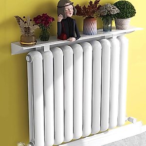 AVSMGP Radiator Covers for Home White Plant Shelf Indoor Over Radiator Adiator Shelf No Drilling Anti-Smoke Dust-Proof with 5Cm Bracket Maximize Space Aluminum,L100cm/39.4in(2 Section)