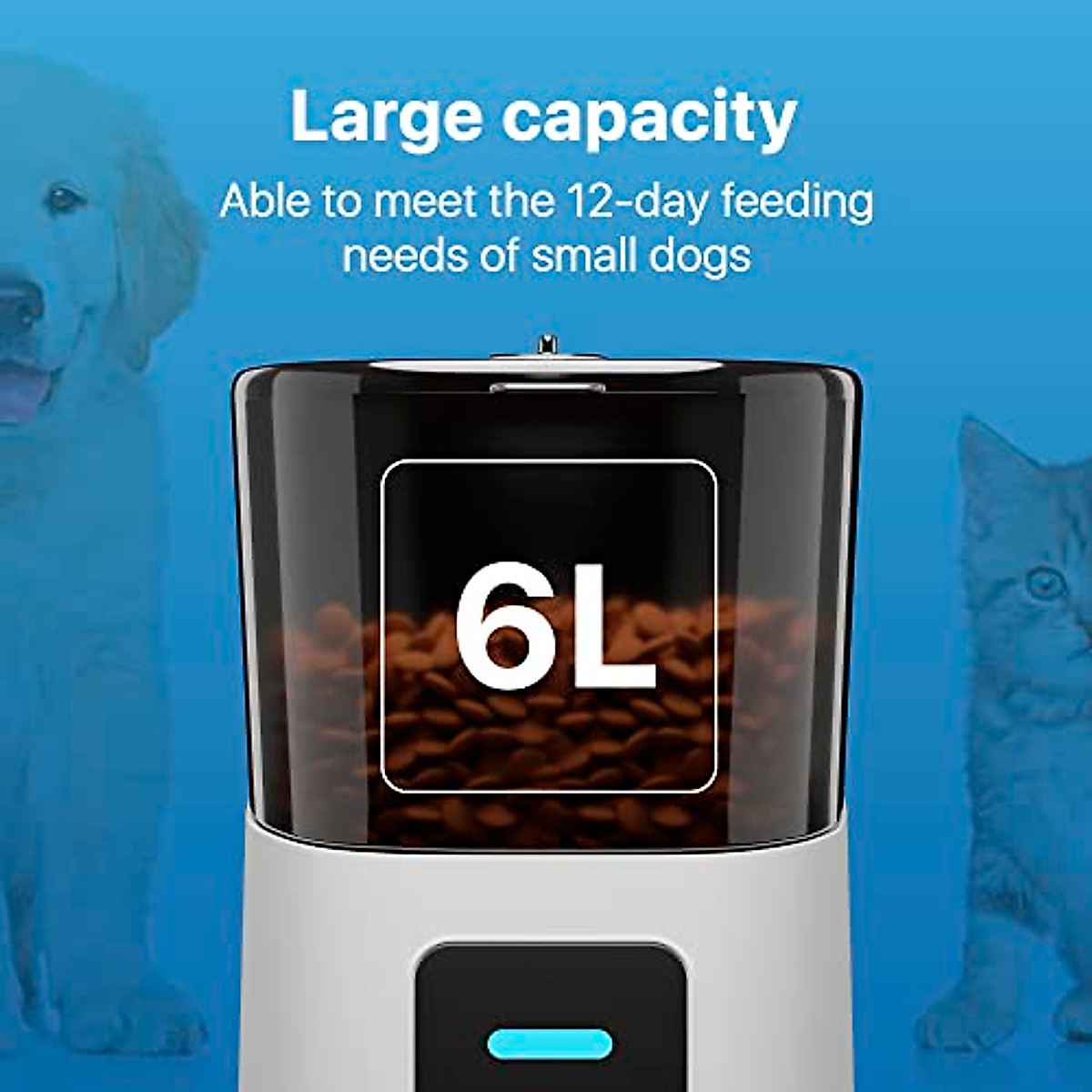 PUREVACY Automatic Cat Feeders with App. 6L Capacity Automatic Cat Food Dispenser with Programmable Timer, Voice Recorder. WiFi Cat Feeder Automatic. Automatic Pet Feeder for Dry Food