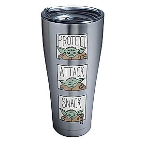 Tervis Star Wars - The Mandalorian Protect Attack Snack Triple Walled Insulated Tumbler Travel Cup Keeps Drinks Cold & Hot, 30oz, Stainless Steel