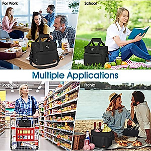 Dakuly Insulated Lunch Bag for Men Reusable Lunch Box for Men Women Lunchbox for Work Office Picnic 12-Can (10L) Leakproof Lunch Cooler Bag for Adults with Adjustable Shoulder Strap, Black