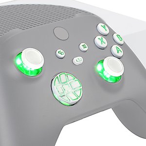 eXtremeRate Multi-Colors Luminated Dpad Thumbsticks Start Back Share ABXY Buttons for Xbox Series X & S Controller, White Classical Symbols Buttons DTF LED Kit for Xbox Core Controller Model 1914