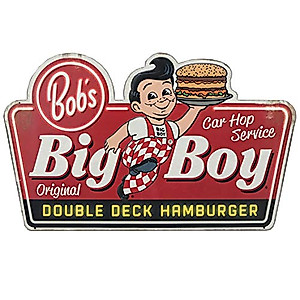 Open Road Brands Bob's Big Boy Embossed Metal Sign - Large Bob's Big Boy Wall Art for Kitchen or Man Cave