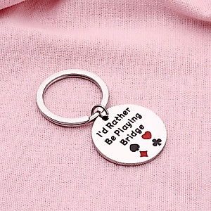 LQRI Bridge Gift Bridge Player Gift Bridge Athletes Gift I’d Rather Be Playing Bridge Keychain Bridge Lover Gift (K bridge)
