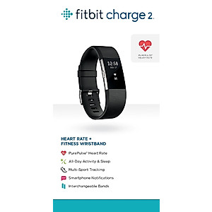 Fitbit Charge 2 Heart Rate + Fitness Wristband Black Large (Renewed)