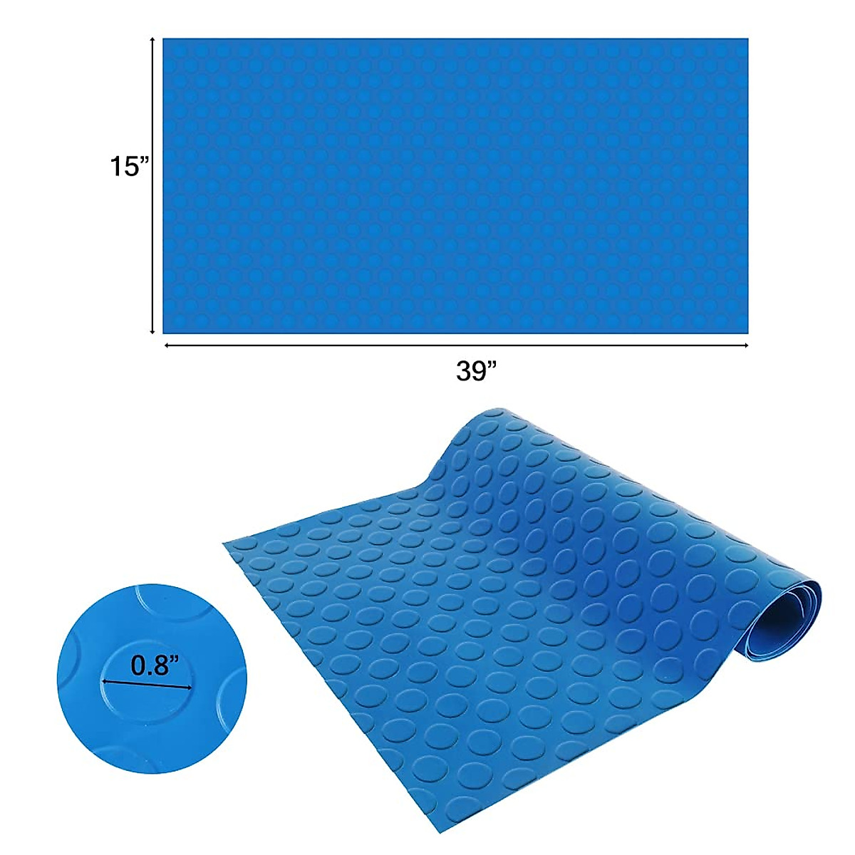 YESEEM Large Swimming Pool Ladder Mat, 15"x39" Protective Non-Slip Pool Step Pad for Above Ground Swimming Pools Liner and Stairs (Blue, Round Texture)
