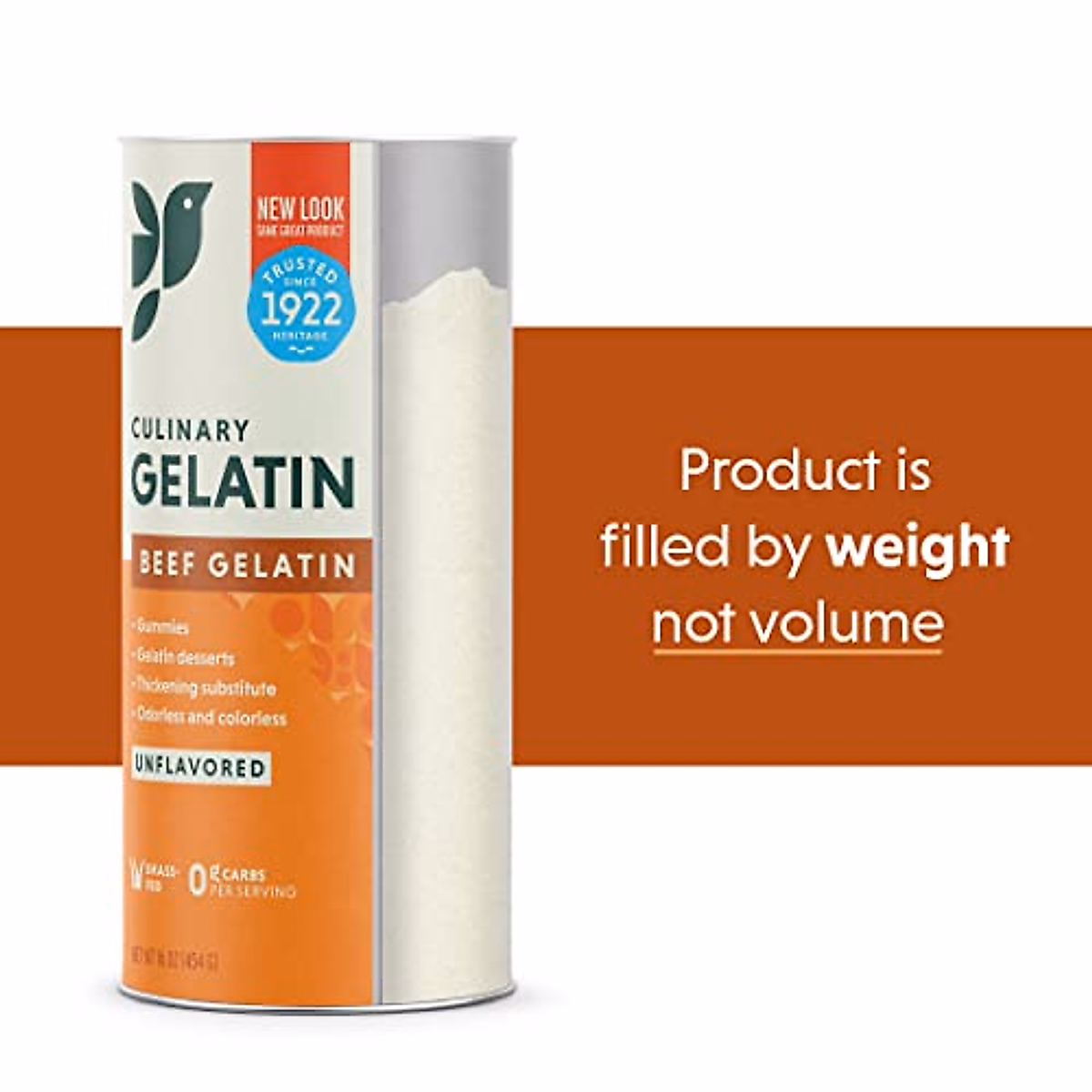 Great Lakes Wellness Culinary Beef Gelatin Powder - Unflavored - Grass-Fed, Kosher, KETO, Paleo Friendly, Gluten-Free, Non-GMO - 16 oz Canister