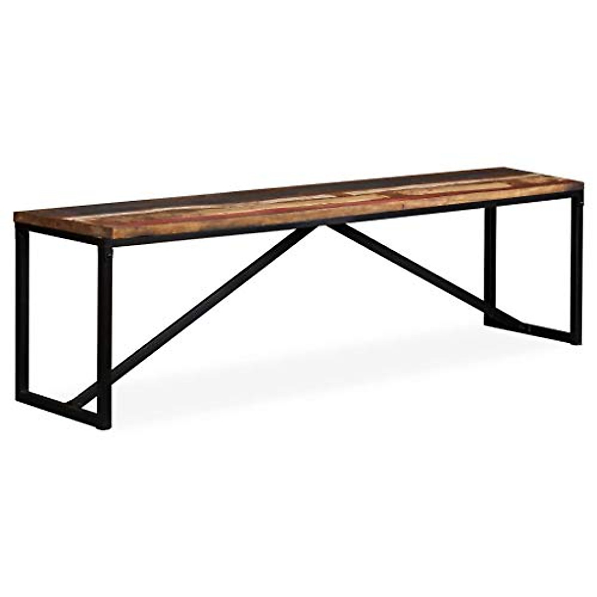 vidaXL Dining Room Bench - Casual Seating - Modern Industrial-Style Indoor Bench Entryway Hallway Table Benches, 63"x13.8"x17.7", Metal Frame, for Kitchen, Dining Room, Living Room