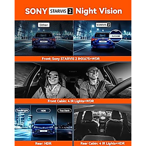 Vantrue N5 4 Channel WiFi 360° All Sides Dash Cam, STARVIS 2 IR Night Vision, 2.7K+1080P*3 Front Rear Inside Dashcam, Voice Control, GPS, 24 Hours Buffered Parking Mode Dash Camera, Support 512GB Max