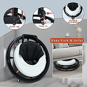 Baby Walker for Girls Boys, Foldable Baby Walker with Wheels, Adjustable Height Activity Mute Anti-Rollover Infant Walker for Toddler 6-18 Months (Black)