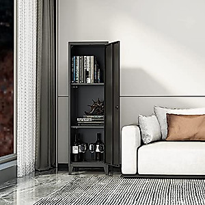 ZAOUS 50" Storage Locker Cabinet Employee Lockers with 1 Door, Metal Lockers for Employees Steel Locker Small School Locker Metal Wall Locker for Home Gym Office Garage (Black)