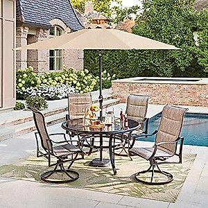 Devoko 9 FT Patio Umbrella Outdoor Table Market Umbrella with Easy Push Button Tilt for Garden, Deck, Backyard and Pool (Beige)