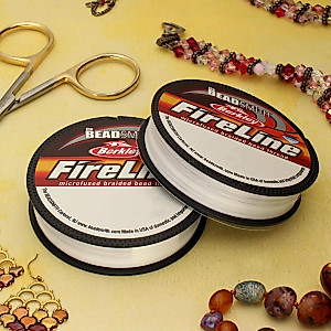 The Beadsmith Fireline by Berkley – Micro-Fused Braided Thread – 6lb. Test, .006”/.15mm Diameter, 50 Yard Spool, Crystal Color – Super Strong Stringing Material for Jewelry Making and Bead Weaving