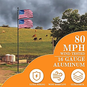 SCWN Flag Pole for Outside in Ground-25FT Telescoping Extra Thick Heavy Duty FlagPole for Yard,with 3x5 American Flag,Telescopic Adjustable Outdoor Flag Poles,for Commercial or Residential(Black)