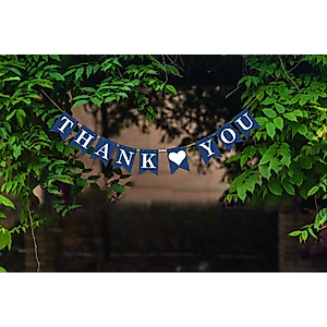 KUNGOON Thank You Banner,Premium Blue Wedding Bridal Shower,Thanksgiving Day Party Decorations,Engagement/Wedding Anniversary Party Decoration.