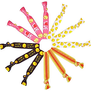 WILLBOND 32 Pcs Softball Hair Ties for Girls Softball Hair Scrunchies Accessories Elastic Sports Ribbon Bracelet for Players, Coaches, Teams