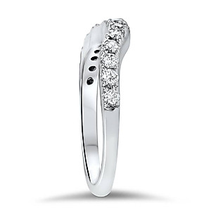 P3 POMPEII3 14K White Gold 3/8ct Diamond Wedding Anniversary Curved Guard Ring - Size 5.5