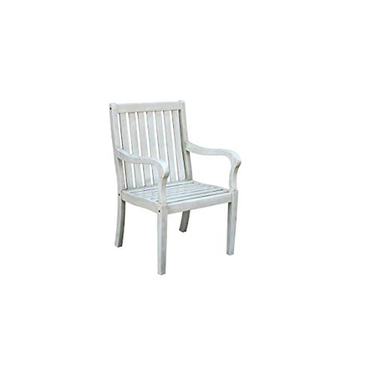 Pebble Lane Living Captains Dining Chairs, Rounded Arms, All Weather Urethane Finish, Light Gray & Solid Wood, Set of 2