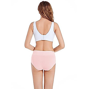 COSOMALL Women's Cotton High Waisted Underwear Ladies Soft Full Briefs Panties Multipack (Multi-B M)