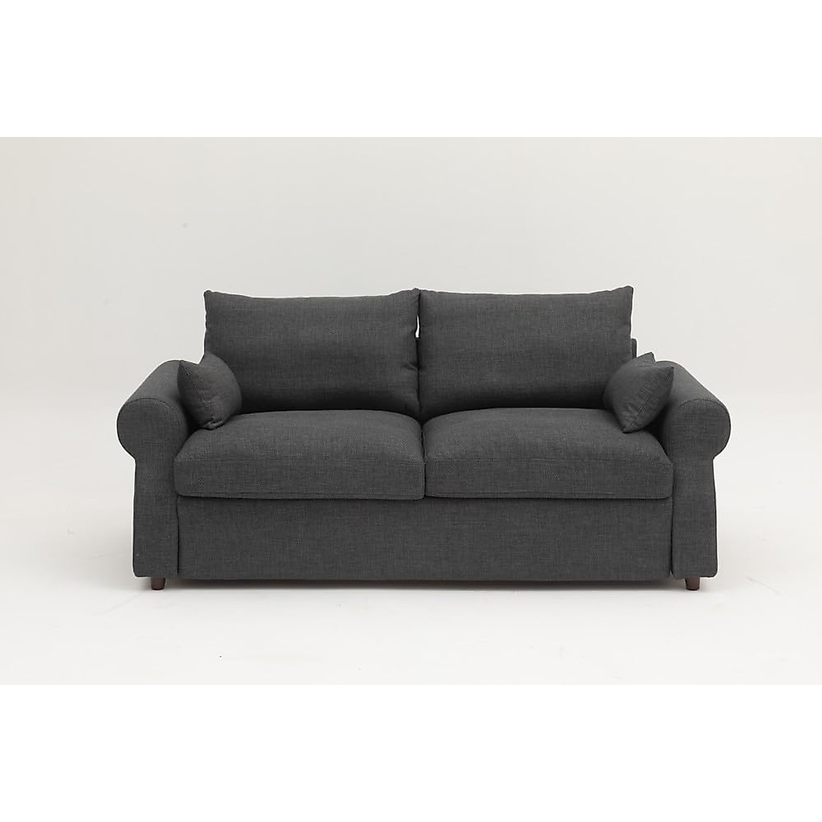 Panana 2 or 3 Seater Sofa, Comfy Fabric Seette Couch with Deep Seats and Under Storage, Couch for Living Room Apartment Lounge (Dark Gray Linen Fabric, 3 Seater)