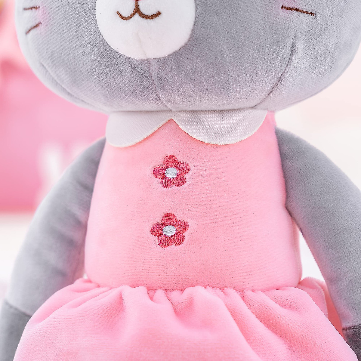 Lazada Stuffed Cat Dolls Animal Kitty Plush Toy Baby Girl Gifts Gray with Hair Band 16"