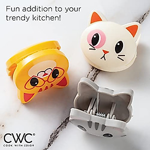 COOK WITH COLOR Cute Bag Clips - 10 Pc. Set of Funny Chip Clips and Snack Clips - Kitchen and Food Bag Clips for Airtight Seal for Food Storage (Cat)