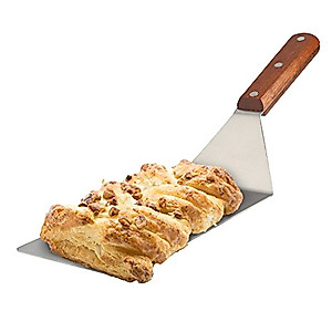 8” Extra-Large Sturdy Stainless Steel Spatula with Strong Wooden Handle – Professional Food Flipper Scraper for Grilling, Cooking, Baking Cakes & Cookies for Your Home Kitchen and Restaurants