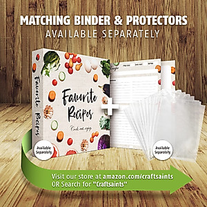 CraftSaints Full Size Recipe Pages 8.5x11'' Double-Sided Paper, (25 Sheets) No-Smear Matte Paper Recipe Pages for Binders, Convenient Blank Recipe Paper Refills (Vegetable)