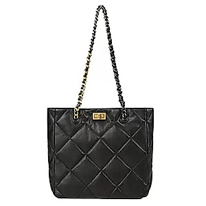 Nacolulu Quilted Handbag,Wallet Bag Shoulder Bag Top Handle Satchel Purse,Lightweight Quilted Tote Purse (Black)