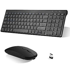 Rechargeable Wireless Keyboard Mouse, UrbanX Slim Thin Low Profile Keyboard and Mouse Combo with Numeric Keypad Silent Keys for Microsoft Surface Duo 2 - Black
