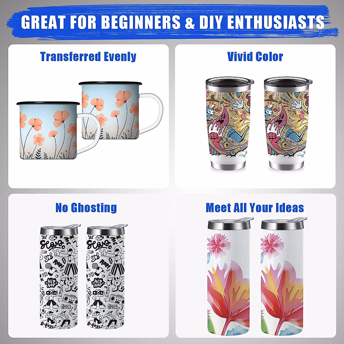 Silicone Bands for Sublimation Tumbler - 8Pcs 2 Sizes, 2 Pcs Heat Gloves for Sublimation, 1 Piece Heat Tape for Sublimation, Sublimation Accessories and Supplies