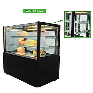 TECHTONGDA Display Refrigerators Cake Showcase Right Angle Cooling Display Case Commercial Bakery Cabinet with LED Light Floor Standing 220V Rear Door