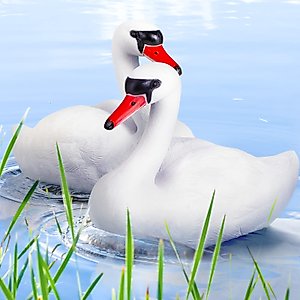 2 Pieces Swan Decoy Pond Bird Deterrent Decoration Goose Decoys Hunting Floating Decoys Garden Pond Decoration for Fields or Float on The Water Pool, Garden and Patio Accessories (White)