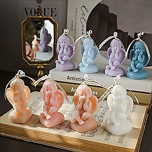 Cute Angel Shaped Scented Candle,50G Aroma Soy Wax Decorative Candle,Handmade Aesthetic Candlefor Table Photo Prop Birthday Gift,Prefect for Meditation Stress Relief Mood Boosting Bath Yoga (Pink)