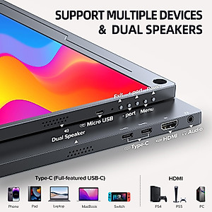 UPERFECT Portable Monitor 15.6 inch, 1080P FHD USB-C Portable Laptop Monitor HDMI Travel Monitor w/VESA & Smart Case, Matte IPS Display Eye Care External Screen for Switch/PS5/PC/Phone