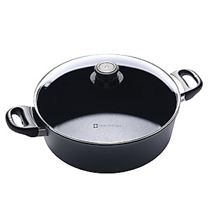 Swiss Diamond 11" (5.3 Qt) Braiser HD Nonstick Diamond Coated Aluminum Braiser, Includes Lid - Dishwasher Safe and Oven Safe Braiser, Grey