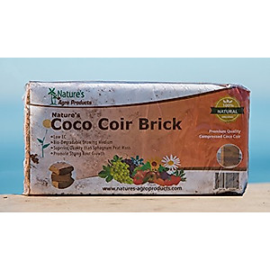 Nature's Premium Organic Coco Coir 1 Pound Brick, Garden Soil, Reptile Bedding, Hydroponics, Growing Medium, Aquaponics, Soil Amendment