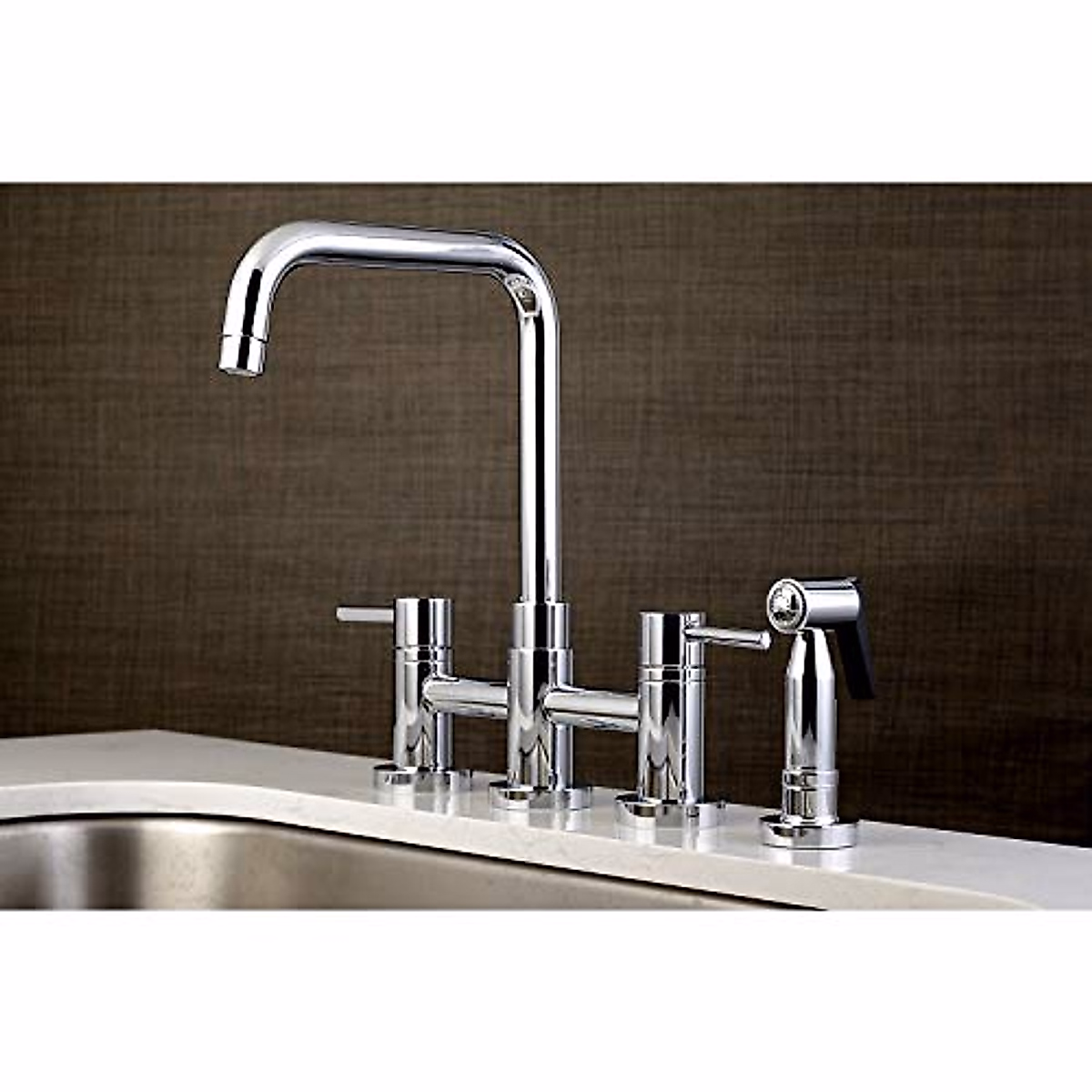 Kingston Brass KS8281DLBS Concord Bridge Kitchen Faucet, Polished Chrome