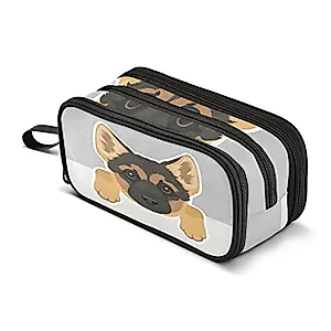 J JOYSAY German Shepherd Puppy Dog Pencil Case Large Big Capacity Pencil Bag for Girls Boys Pen Bag Stationery Pouch Zipper for College Students School Office