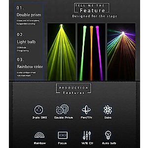 SHEHDS Moving Head Stage Lights 275W 10R Bulb (8000K) 14 Gobos 14 Colors 2 Prisms Linear Zoom DJ Lights with Frost & Rainbow Wheel Spotlights for Party Disco KTV Bar Show