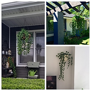ALIERSA 4-Bunchs Outdoor Artificial Plants Hanging Ivy Garland Fake Vines Leaves Greenery Decoration for Home Wall Garden Wedding Party Bar Garland Outside Decor