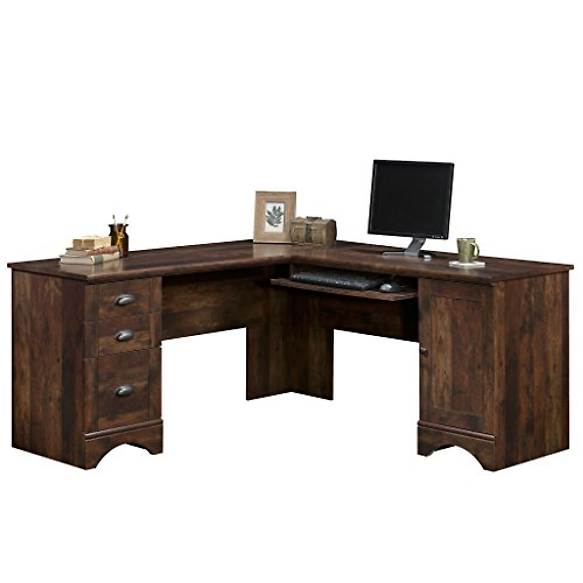 Sauder Harbor View Corner Computer Desk, Curado Cherry finish